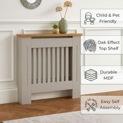 Neo Small Grey Decorative Wooden Radiator Cover