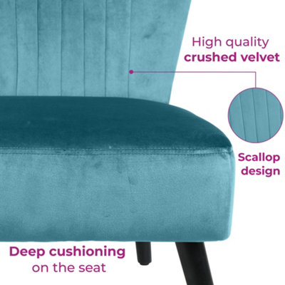 Neo Teal Crushed Velvet Shell Accent Chair
