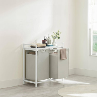 Neo White Laundry Basket Hamper With Shelf