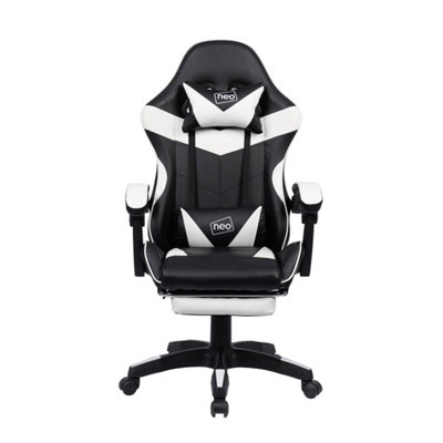 Neo White Leather Massage Recliner Computer Gaming Office Chair With ...
