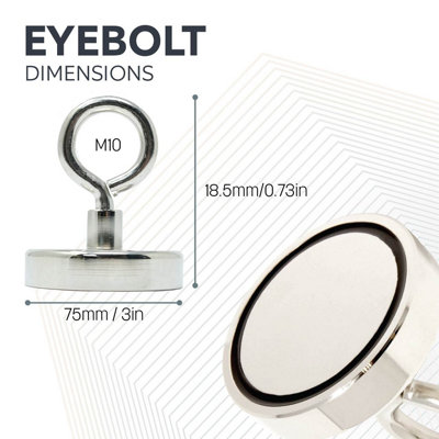 Neodymium Machine Lathed Clamping Magnet with M10 Eyebolt for Holding ...