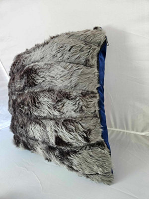 Neoma Furry Square Blue Cushion