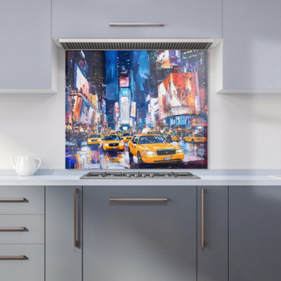 Neon Nights: Times Square Buzz Kitchen Splashback