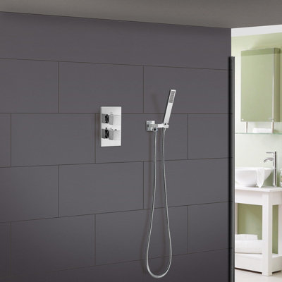 Nes Home 1 Way Chrome Square Hand Held Concealed Thermostatic Mixer ...