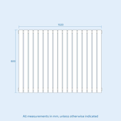 Nes Home 1020 x 600 mm Side Connection Horizontal Designer Radiator ...