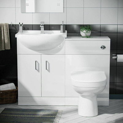 Nes Home 1050mm Cloakroom Basin Vanity Sink Unit & BTW Toilet WC ...