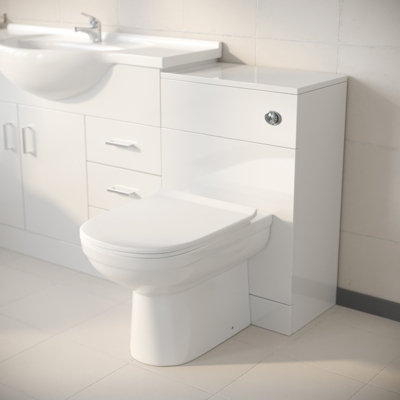 Nes Home 1050mm White Freestanding Vanity Unit With Basin, WC Unit ...