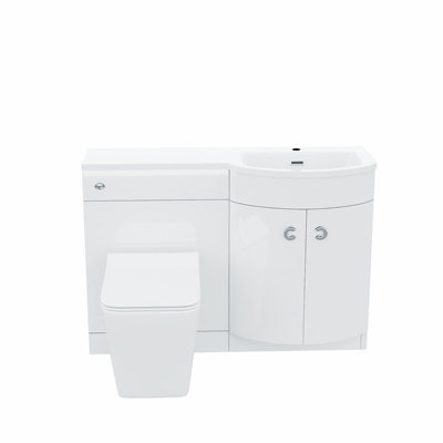 Nes Home 1100 mm Basin White Right Hand Vanity Unit and WC Toilet Sink ...