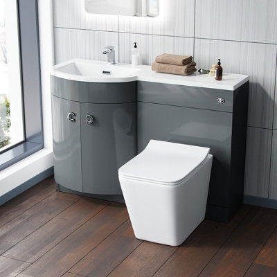 Nes Home 1100mm Left Hand Vanity Basin Unit & Elora Back To Wall Toilet ...