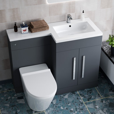 NES HOME 1100MM RH DARK MATTE GREY BASIN VANITY WC UNIT & BACK TO WALL ...