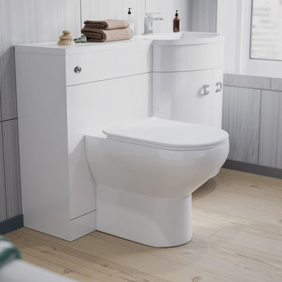Nes Home 1100mm Right Hand Sink White Combination Vanity Unit with Back ...
