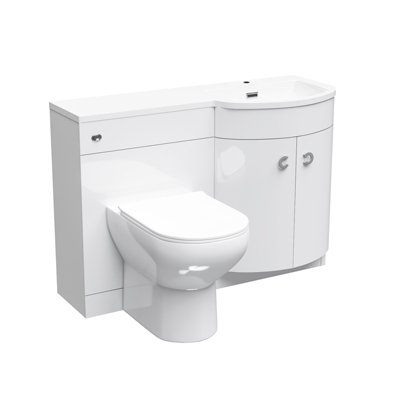 Nes Home 1100mm Right Hand Sink White Combination Vanity Unit with Back ...