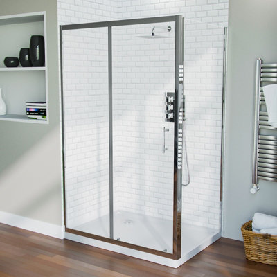 Nes Home 1200 mm Slider Shower Door Enclosure with 800 Framless Glass ...