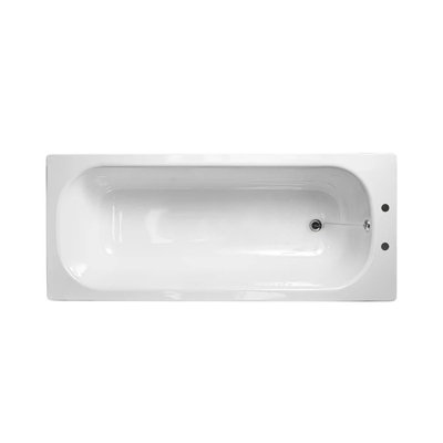 Nes Home 1500 x 700mm Steel Enamel Bath With 2 Tap Holes, Waste & Overflow