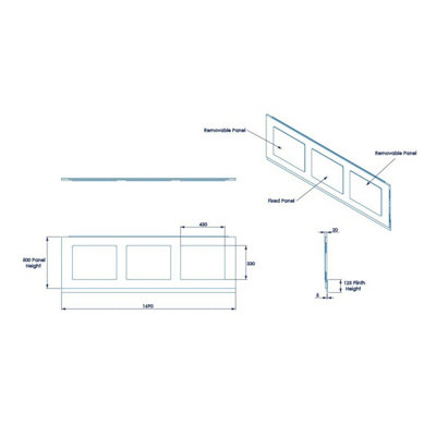 Nes Home 1700 x 500mm PVC Bath Panel With Removable Magnetic Door Gloss ...