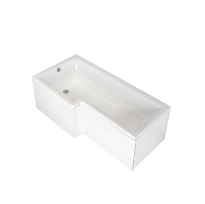 Nes Home 1700 x 850mm Square Left Hand L Shaped Shower Bath & Front Panel