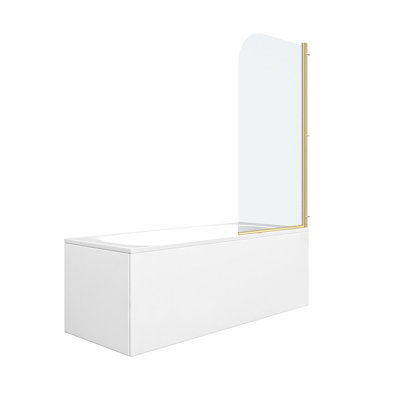 Nes Home 1700mm Round Bath with Legs and Brushed Brass Frame Curved ...