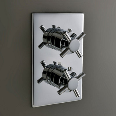 Nes Home 2 Dial 1 Outlet Concealed Chrome Brass Thermostatic Shower Cross Refined Valve