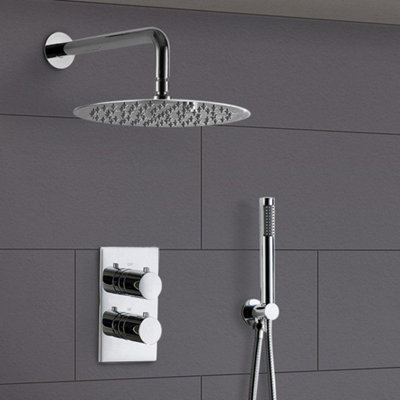 Buy Nes Home 2 Dial 2 Way Concealed Round Thermostatic Valve Shower Set Mixer at B&Q