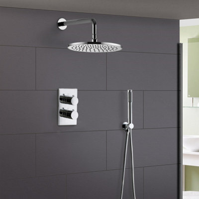Nes Home 2 Dial 2 Way Round Concealed Thermostatic Mixer Valve Abs ...