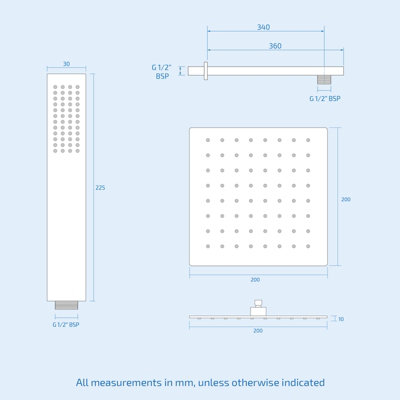 Nes Home 2 Dial 2 Way Square Concealed Thermostatic Shower Mixer,Head ...