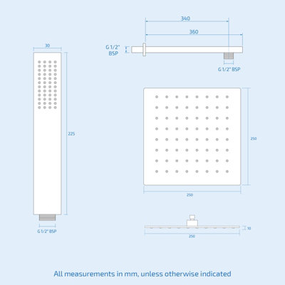 Nes Home 2 Dial 2 Way Square Concealed Thermostatic Shower Mixer,Head ...