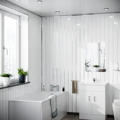 Nes Home 2700x 200mm PVC Cladding Wall Ceiling Panels White Galaxy ...