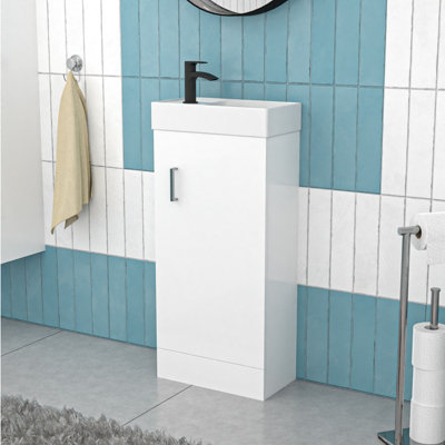 Nes Home 400mm Cloakroom Vanity Basin Unit, Mono Mixer Tap, Overflow ...