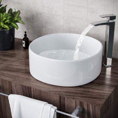 Nes Home 410mm Cloakroom Round Stand Alone Counter Top Basin Sink Bowl