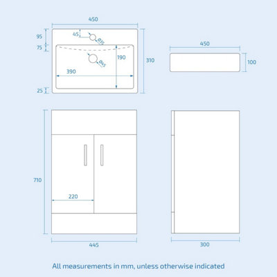 Nes Home 450 mm White Basin Sink Flat Pack Vanity Cabinet Unit Bathroom ...
