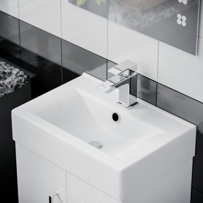 NES HOME 450 MM WHITE BASIN SINK VANITY CABINET UNIT BATHROOM FURNITURE ...