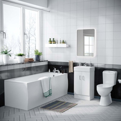 Nes Home 450mm Freestanding Basin Vanity Unit, Close Coupled Toilet ...