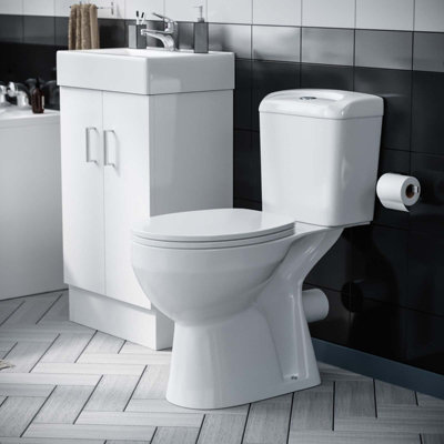 Nes Home 450mm Freestanding Basin Vanity Unit, Close Coupled Toilet ...