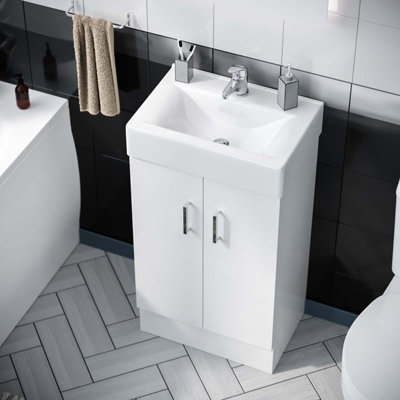 Nes Home 450mm Freestanding Basin Vanity Unit, Close Coupled Toilet ...