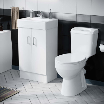 Nes Home 450mm Freestanding Basin Vanity Unit, Close Coupled Toilet ...