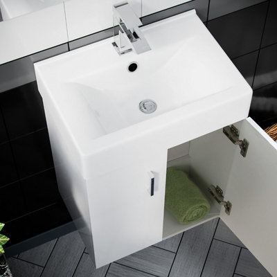 Nes Home 450mm White Ceramic Basin Vanity MDF Cabinet Bathroom Wall ...