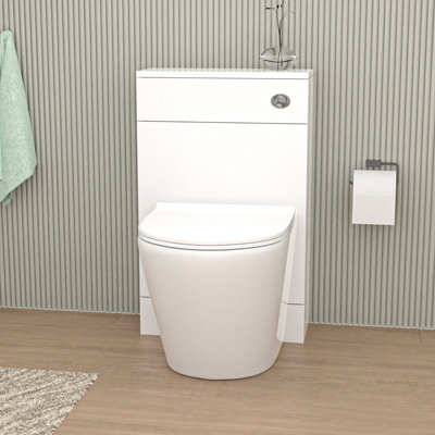 Nes Home 500mm Back To Wall Rimless Toilet with Flat Pack WC Unit Gloss ...