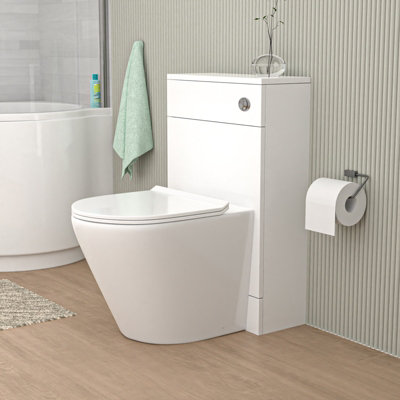 Nes Home 500mm Back To Wall Rimless Toilet with Flat Pack WC Unit Gloss ...