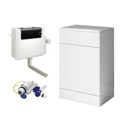 Nes Home 500mm Back To Wall White Gloss Toilet Cistern Unit & Cistern ...