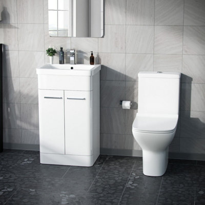 Nes Home 500mm Floorstanding Vanity Basin Unit & Rimless Close Coupled ...