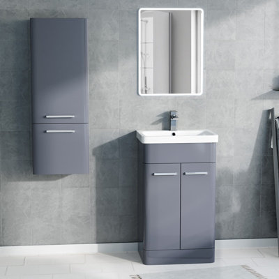 Nes Home 500mm Freestanding Grey Basin Vanity & 350mm Wall Hung Tall ...