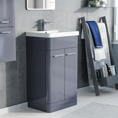 Nes Home 500mm Freestanding Grey Basin Vanity & 350mm Wall Hung Tall ...