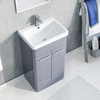 Nes Home 500mm Freestanding Grey Basin Vanity & 350mm Wall Hung Tall ...
