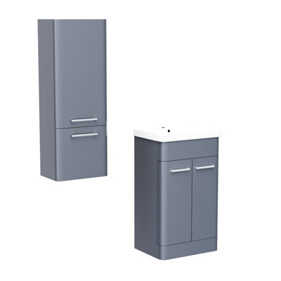 Nes Home 500mm Freestanding Grey Basin Vanity & 350mm Wall Hung Tall ...