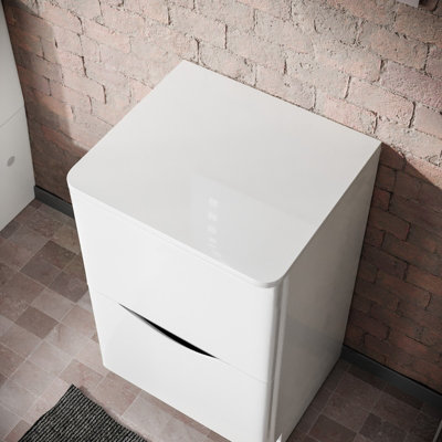Nes Home 500mm Gloss White 2 Drawer Work Top Freestanding Vanity Unit ...