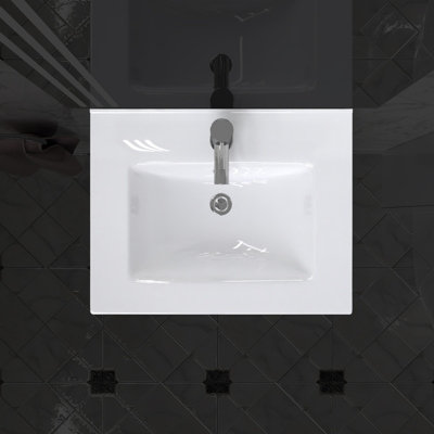 Nes Home 500mm Modern White Slim Ceramic Inset Basin