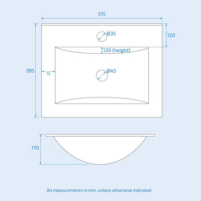 Nes Home 500mm Modern White Slim Ceramic Inset Basin