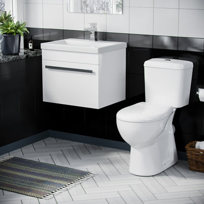 Nes Home 500mm Wall Hung 1 Drawer Vanity Unit Gloss White And Complete ...