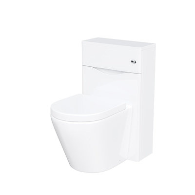 Nes Home 500mm WC Unit & Rimless Back To Wall Toilet White Flat Pack