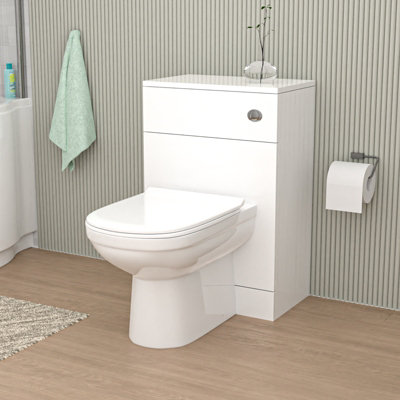Nes Home 500mm WC Unit & Round Back To Wall Ceramic Toilet With Cistern
